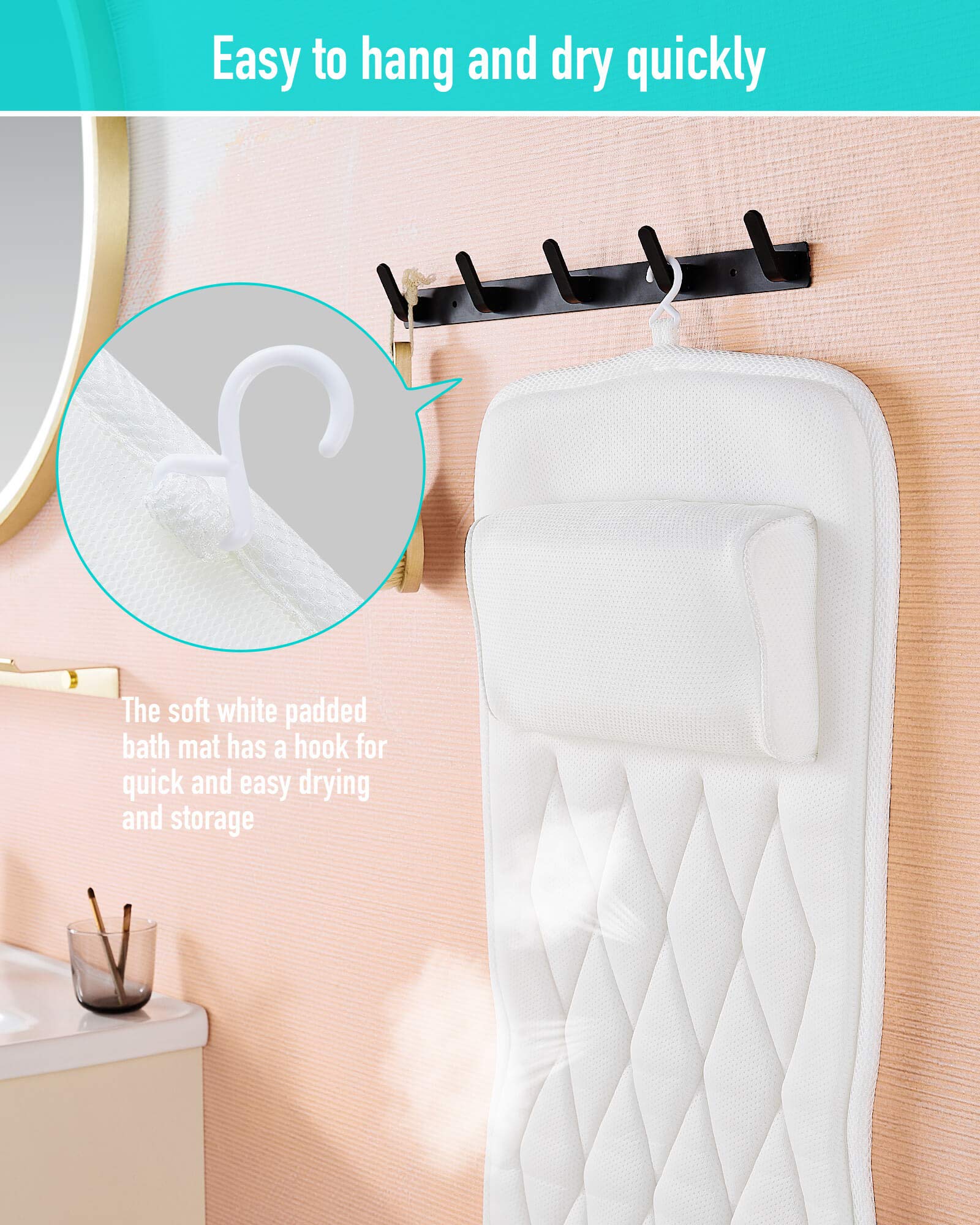 Bath Pillow,Bath Pillows for Tub Neck and Back Support, Bathtub Pillows for Head and Neck, Bathtub Pillow, Bath Accessories for Tub Women, Hot Tub Accessories for Adults, Tub Pillow