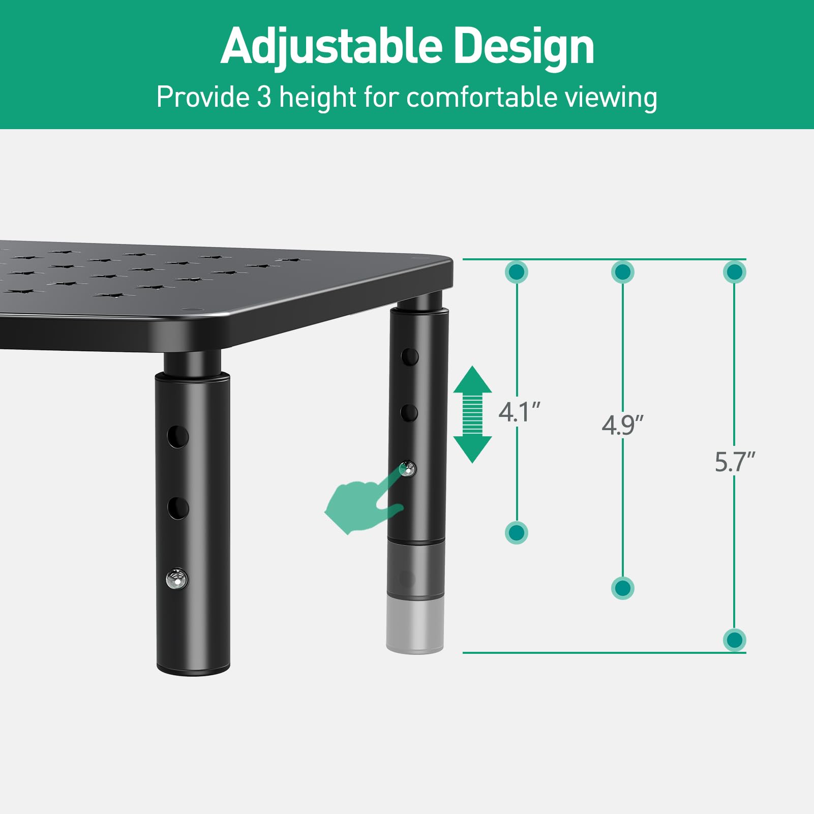 Zimilar 2 Pack Monitor Stands Risers, 3 Height Adjustable Monitor Riser for Laptop, Printer, iMac, PC, Premium Metal Monitor Stand Riser for 2 Monitors