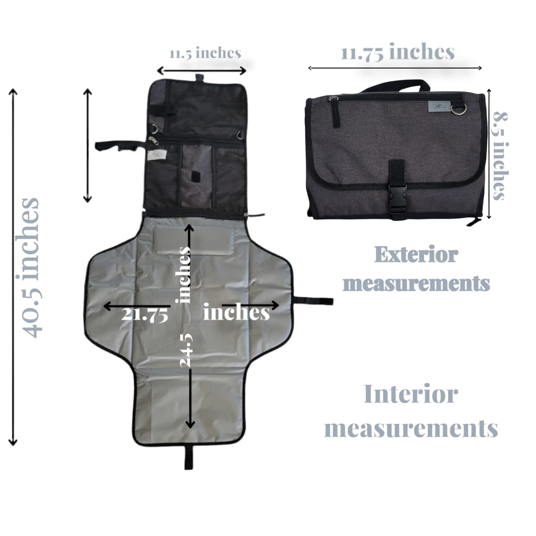 Portable Changing Pad–Grey-Convenient 2 in 1 Travel Diaper Changing Station Bag