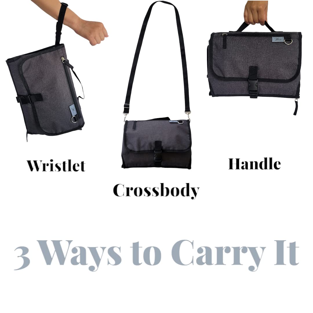 Portable Changing Pad–Grey-Convenient 2 in 1 Travel Diaper Changing Station Bag