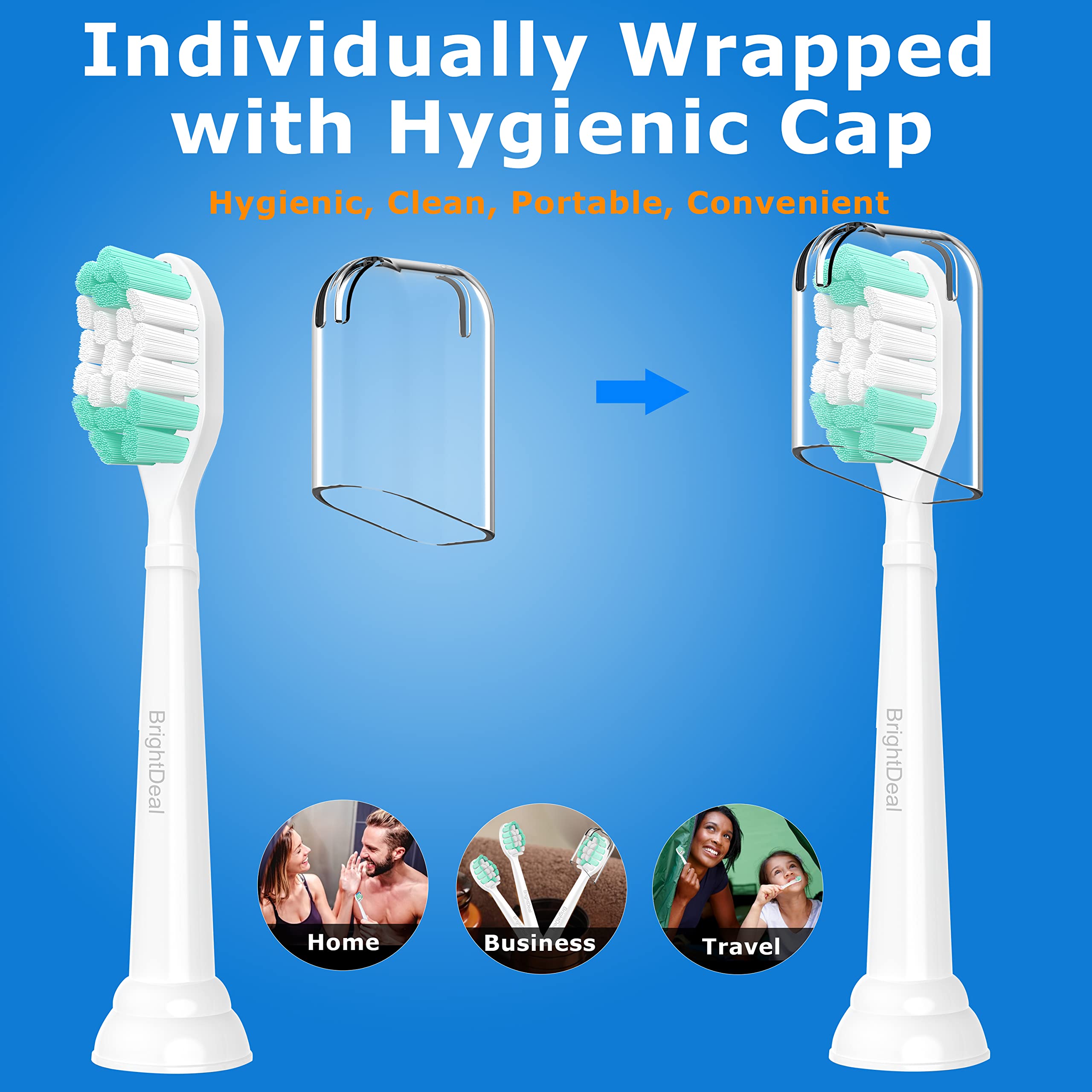 BrightDeal Replacement Toothbrush Heads for Philips Sonicare ProtectiveClean 4100 5100 6100 DailyClean DiamondClean EasyClean PowerUp Plaque Control Gum Health C2 G2 HX6817/01 HX6857/11 White, 4 Pack