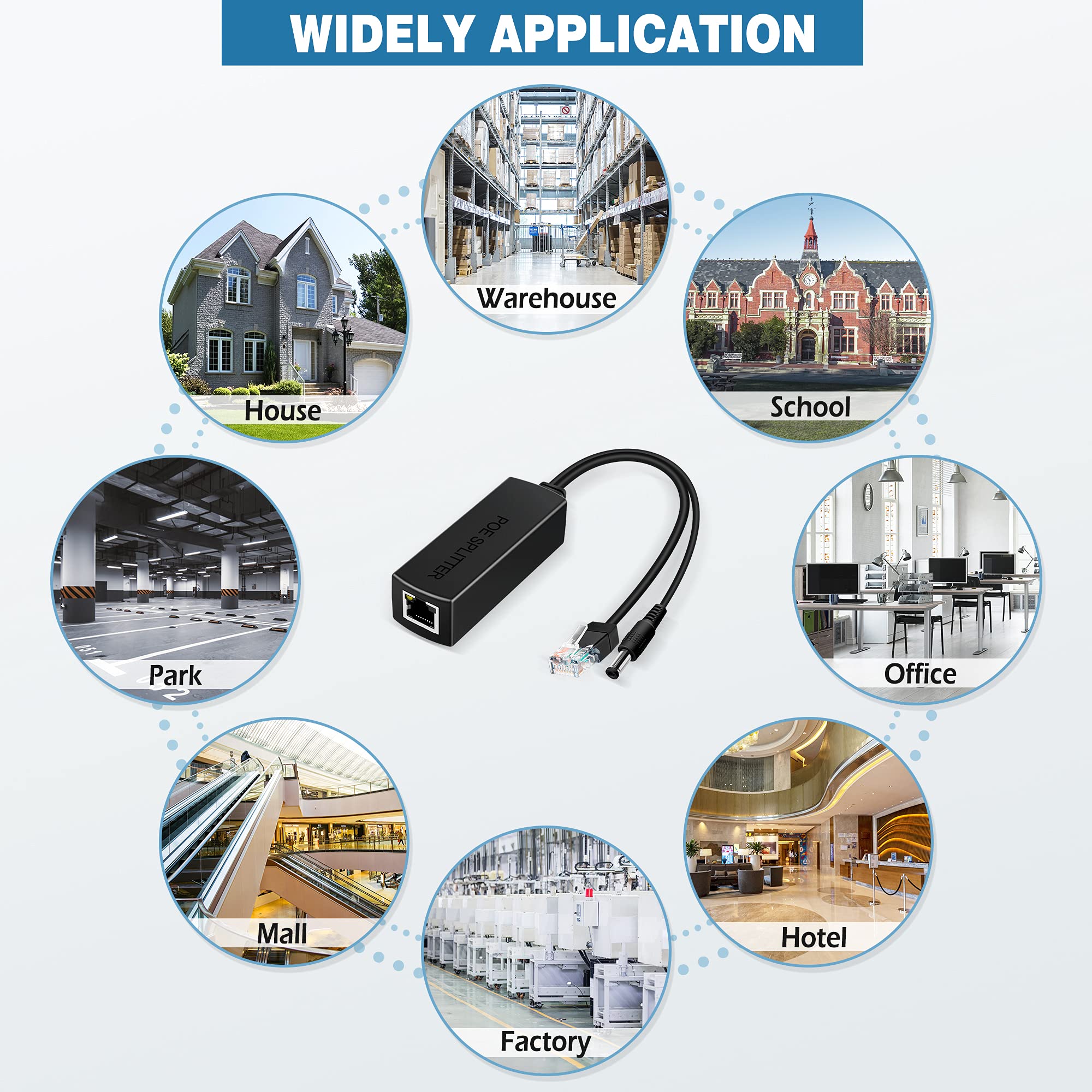 PwrON Active POE Splitter Adapter, 48V to 12V, IEEE 802.3af Compliant, 10/100Mbps up to 100 Meters for Surveillance Camera, Wireless Access Point and VoIP Phone