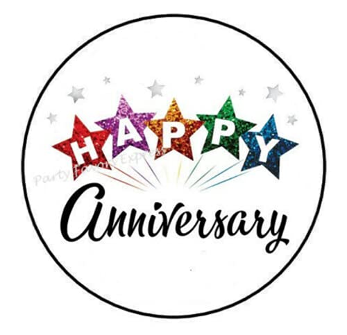 1.5" Inch Happy Anniversary Stickers - Happy Anniversary Sticker - Anniversary Sticker Envelope Seals Labels - #AA61RK (30 Pcs)