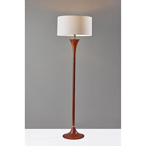Adesso 1601-12 Rebecca Floor Lamp Natural Rubberwood with Antique Brass Accent