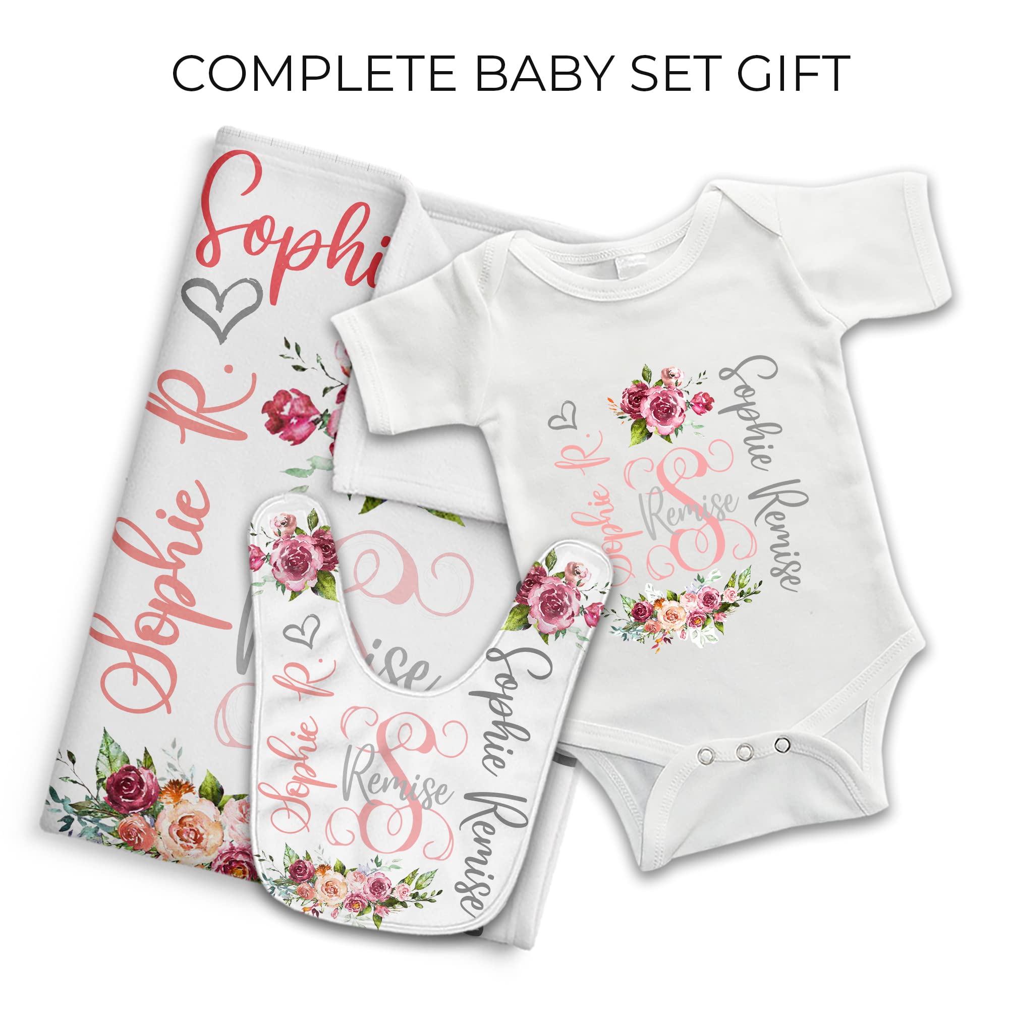 MDPrints Customized Baby Blanket for Girls, Custom Baby Blankets for Girls with Name, Personalized Baby Gifts (Monogram HA63)