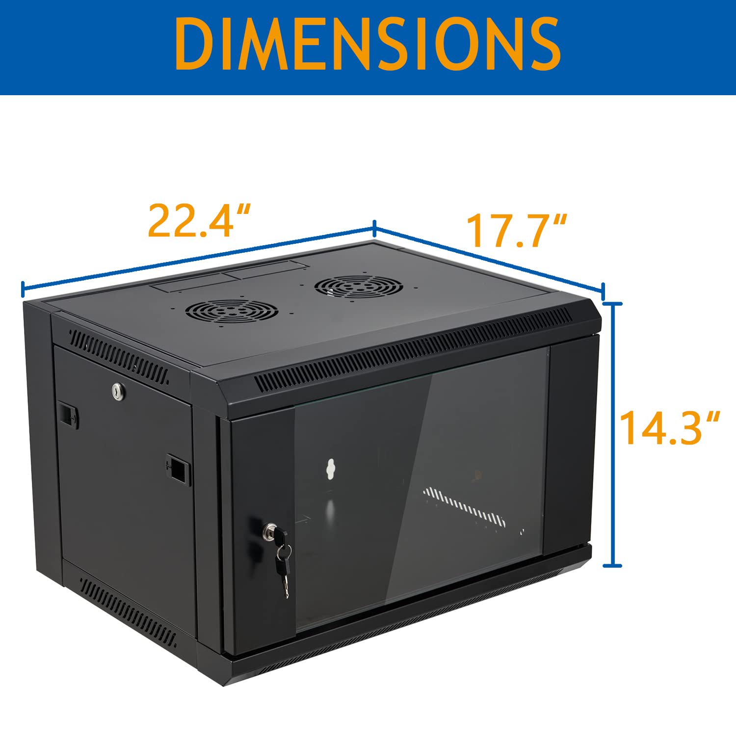 6U Wall Mount Server Cabinet Network Rack Enclosure Locking Glass Door by Tedgetal