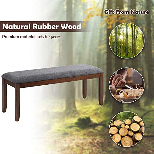 Giantex Dining Room Bench, Wood Kitchen Table Bench with Upholstered, Entryway Bench, Bedroom Bench for End of Bed, 47.5 x 15.5 x 19.5 Inches Ottoman Bench, Indoor Bench Rubber Bench Seat (1)