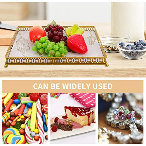 VALICLUD Golden Coffee Tea Serving Tray Eid Ramadan Food Tray Muslim Islam Mubarak Snake Plate Mubarak Dessert Plate Ramadan Mubarak Eid Decor Tray for Home Party Food Serving Dish