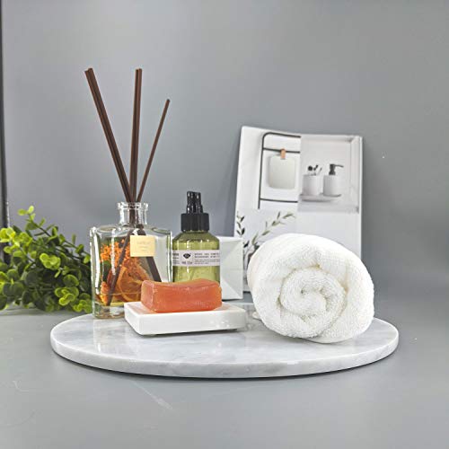 BustleDust 100% Natural Marble Pastry Board for Food, Tea, Coffee, Breakfast, Snacks, Cheese, Appetizers - Use in Kitchen, Bathroom, Office - Natural Marble (Gray White,Glossy Surface)