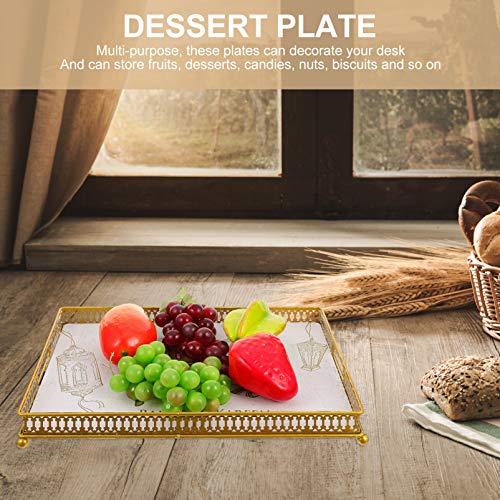 VALICLUD Golden Coffee Tea Serving Tray Eid Ramadan Food Tray Muslim Islam Mubarak Snake Plate Mubarak Dessert Plate Ramadan Mubarak Eid Decor Tray for Home Party Food Serving Dish