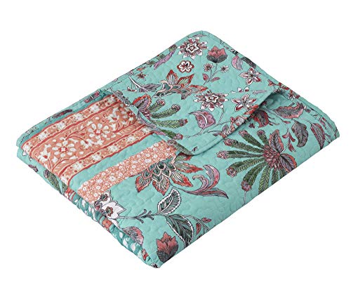 Greenland Home Barefoot Bungalow Audrey Throw Blanket, 50 x 60-inch, Turquoise