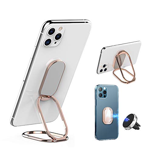 Vesmatity Cell Phone Ring Holder Finger Kickstand 360° Foldable Swivel Phone Stand Metal Back Ring Grip Foldable Ring Stand for Magnetic Car Mount iPhone and All Smart Phones(Rose Gold)