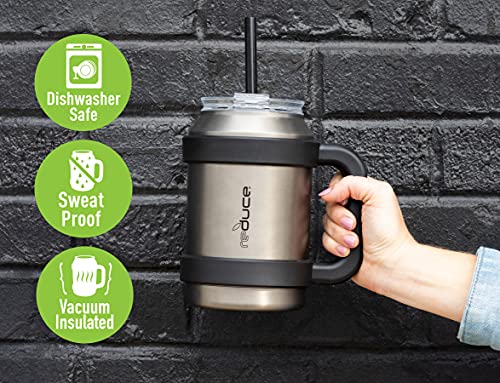 Reduce 32 oz Mug Tumbler, Stainless Steel with Handle - Keeps Drinks Cold up to 30 Hours - Sweat Proof, Dishwasher Safe, BPA Free - Pink Cotton, Opaque Gloss