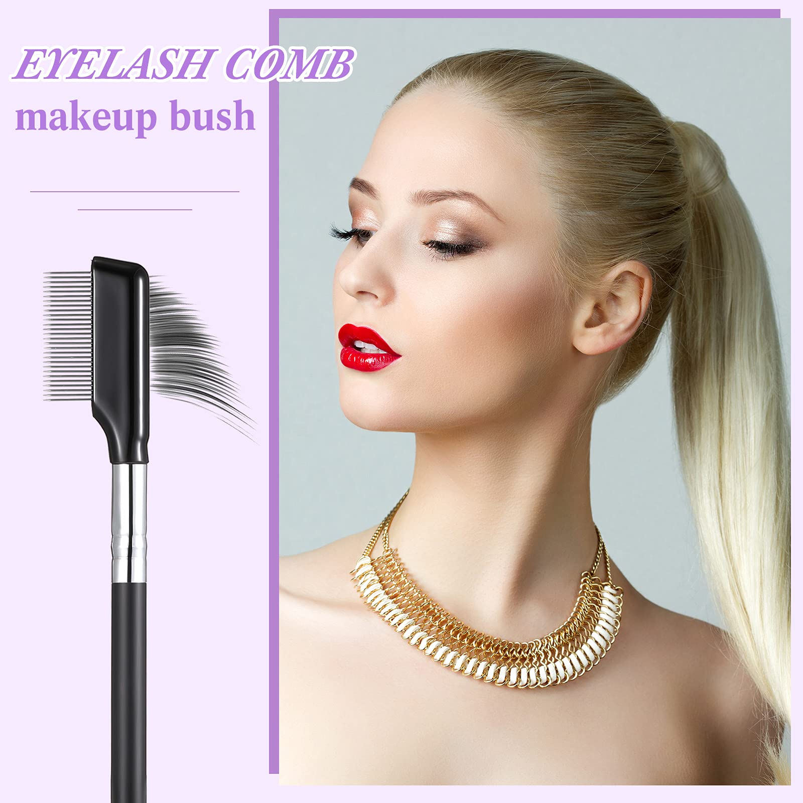 Metal Eyelash Brush 2 Pieces Grooming Eyelash Separator Mascara Metal Separated Lash Make up Brush Comb Cosmetic Separator Curler Eye Makeup Tool for Women