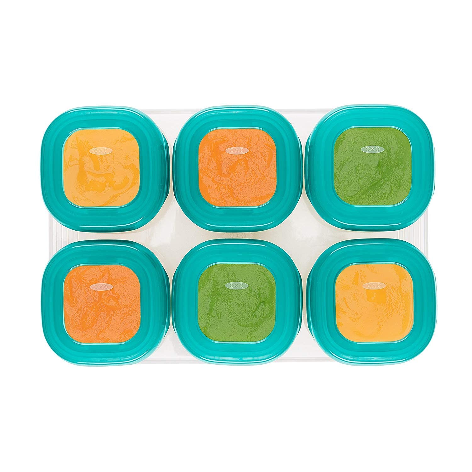 OXO Tot Baby Blocks Food Storage Containers, Teal, 2 Ounce - Set of 2