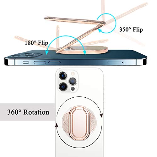 Vesmatity Cell Phone Ring Holder Finger Kickstand 360° Foldable Swivel Phone Stand Metal Back Ring Grip Foldable Ring Stand for Magnetic Car Mount iPhone and All Smart Phones(Rose Gold)
