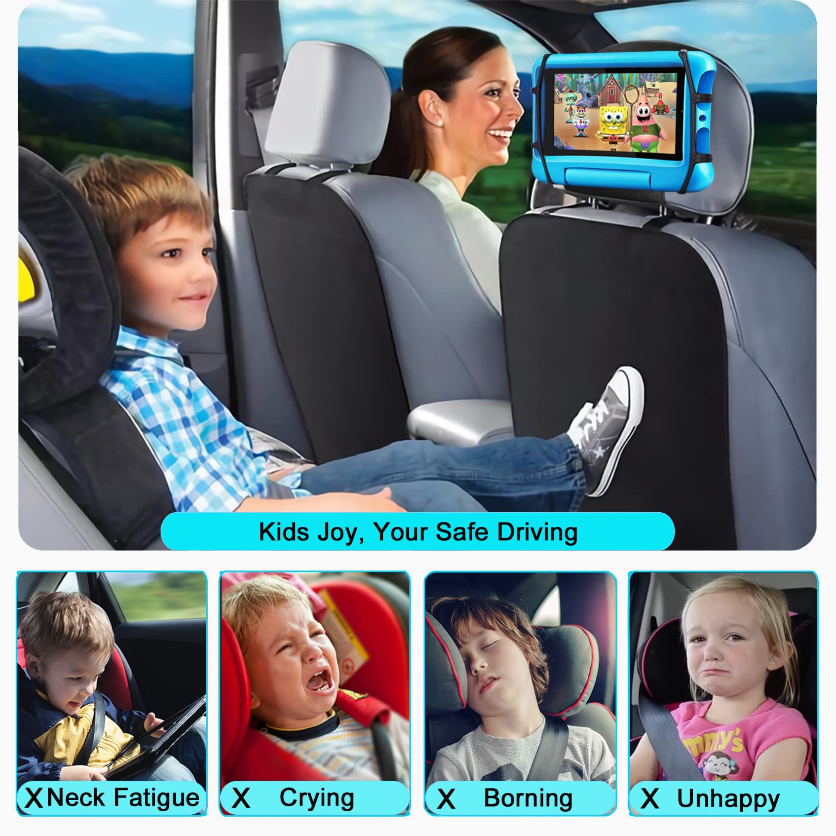 HIKATAB iPad Car Holder Back Seat, Tablet Holder for Kids