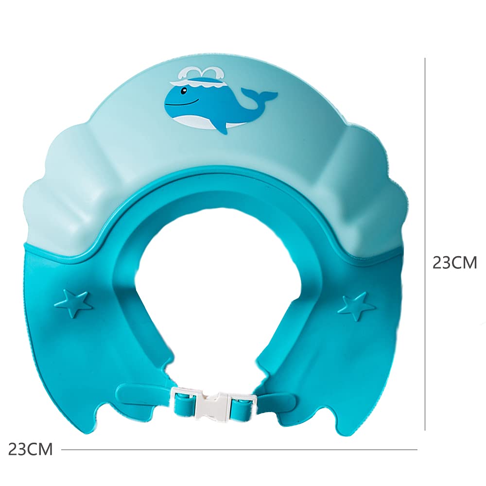 BORNINX Baby Shower Cap Silicone Bathing Hat Hair Washing Hat Waterproof Shampoo hat .Adjustable Shower Cap for Toddler Children(Seawater Blue,Head Circumference 15-24inch)