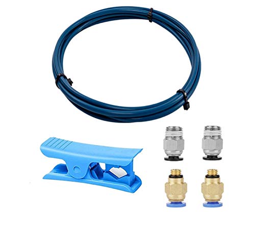 CHPOWER 2 Meter Capricorn for 1.75mm Filament with PTFE Teflon Tube Cutter + Upgraded PC4-M6 and PC4-M10 Pneumatic Fittings