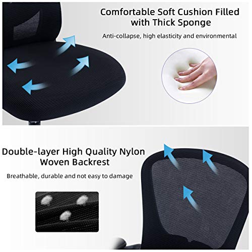 Sytas Office Chair Ergonomic Desk Chair Computer Task Mesh Chair with Flip-up Arms Lumbar Support and Adjustable Height, Black