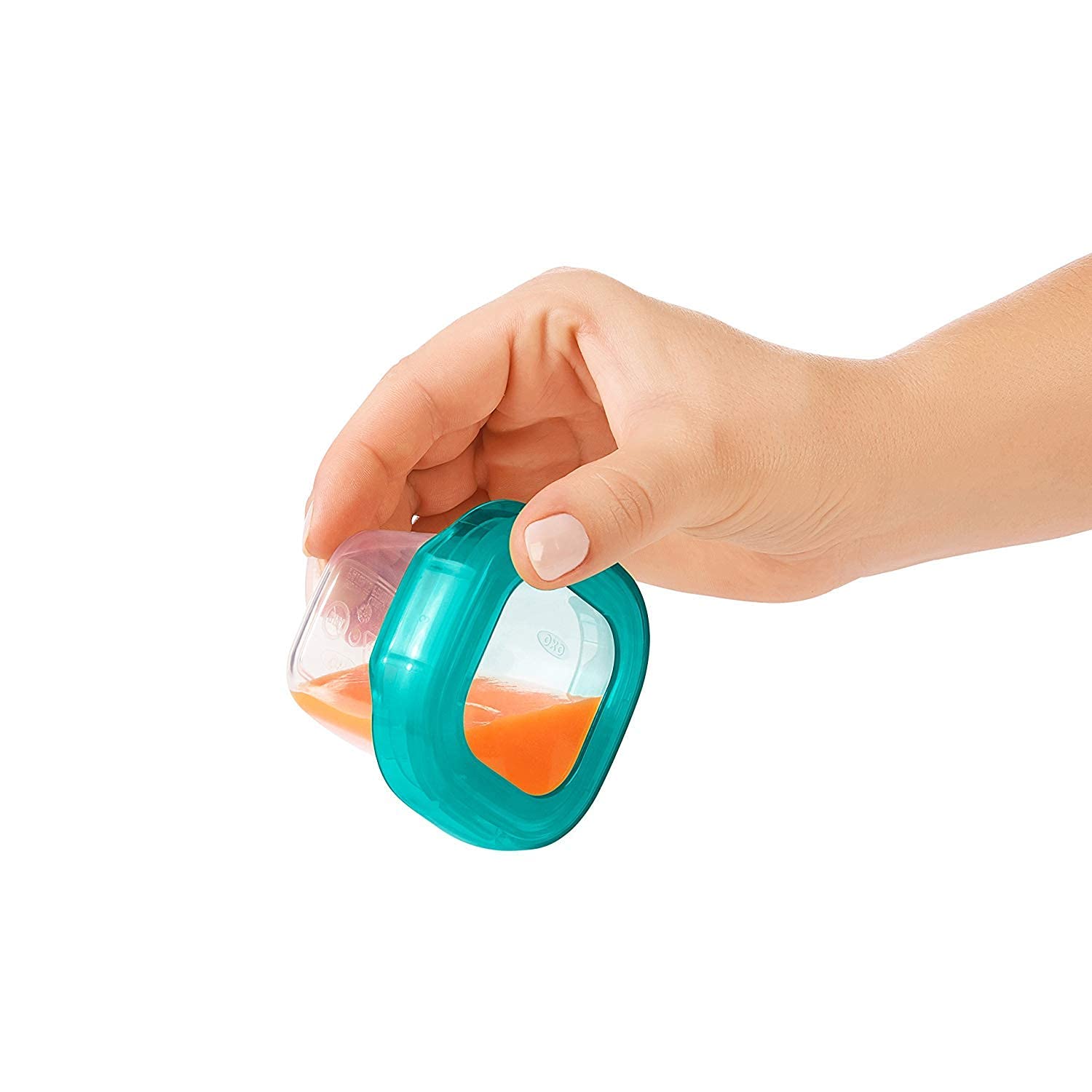 OXO Tot Baby Blocks Food Storage Containers, Teal, 2 Ounce - Set of 2