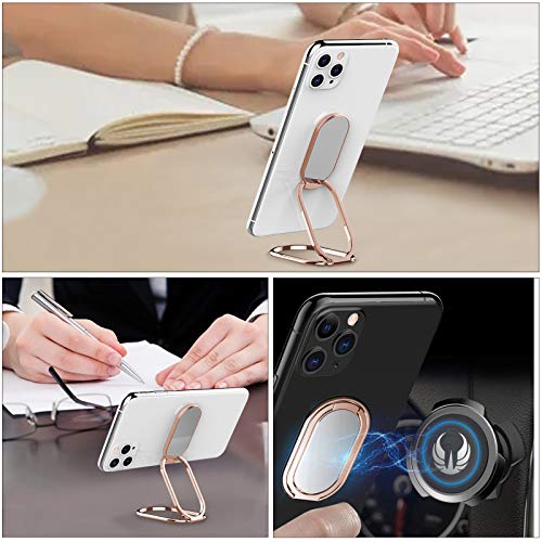 Vesmatity Cell Phone Ring Holder Finger Kickstand 360° Foldable Swivel Phone Stand Metal Back Ring Grip Foldable Ring Stand for Magnetic Car Mount iPhone and All Smart Phones(Rose Gold)