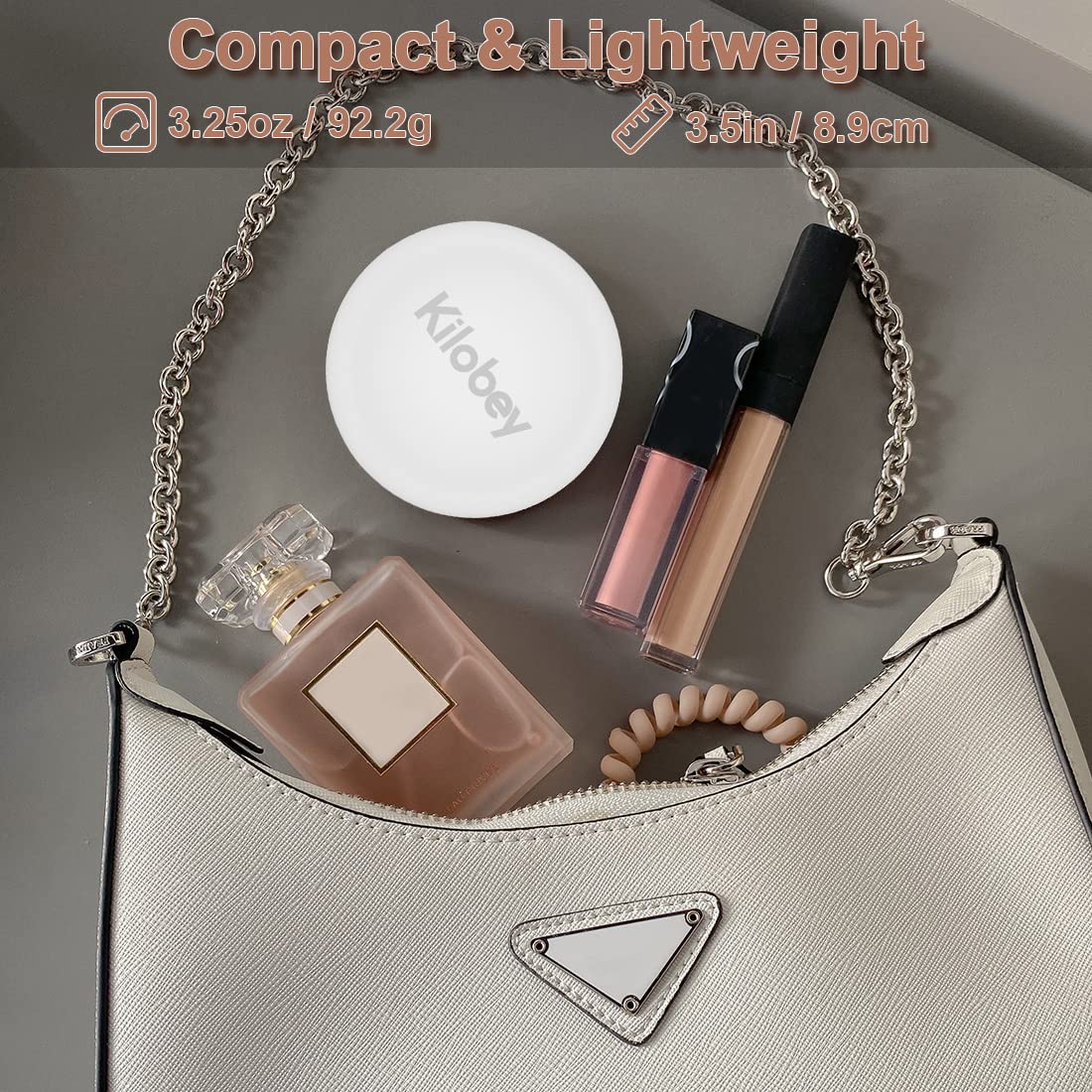 Kilobey Compact Mirror with Light, LED Lighted Travel Makeup Mirror 1x/10x Magnifying Mirror Rechargeable Portable Pocket Mirror 3.5in Double Sided Folding Round Mirror for Handbag, Purse