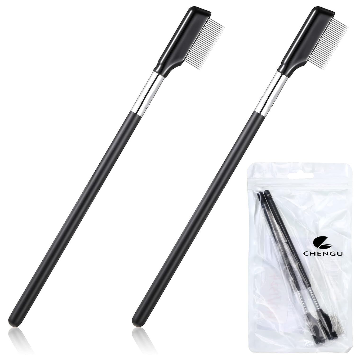 Metal Eyelash Brush 2 Pieces Grooming Eyelash Separator Mascara Metal Separated Lash Make up Brush Comb Cosmetic Separator Curler Eye Makeup Tool for Women