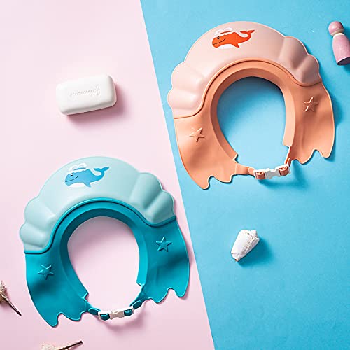 BORNINX Baby Shower Cap Silicone Bathing Hat Hair Washing Hat Waterproof Shampoo hat .Adjustable Shower Cap for Toddler Children(Seawater Blue,Head Circumference 15-24inch)