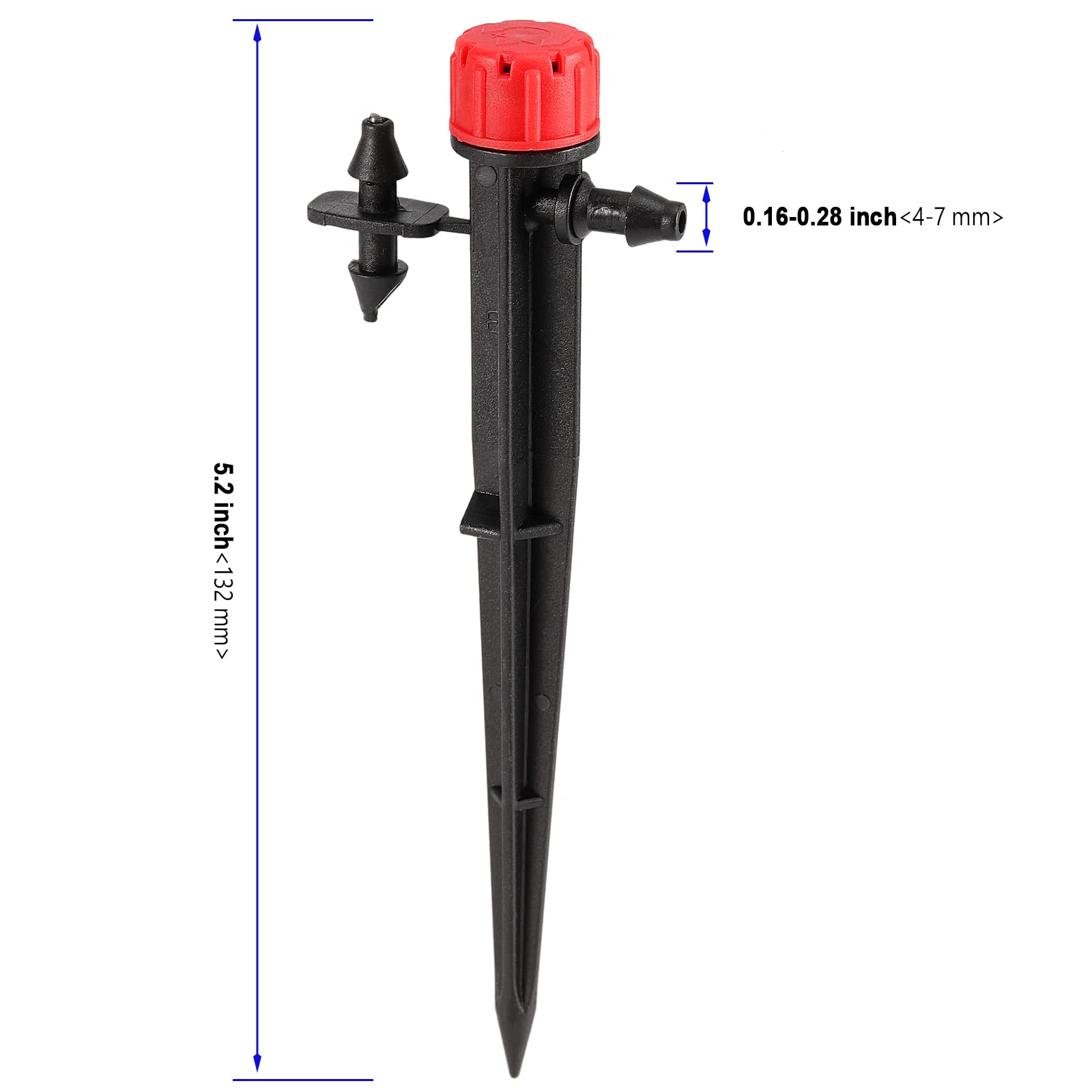 KOHAND 200 Packs 1/4 Drip Irrigation Emitters, 360 Degree Adjustable Irrigation Drippers for Tube Drip Spray Emitters for Garden, Patio, Lawn, Flower Bed