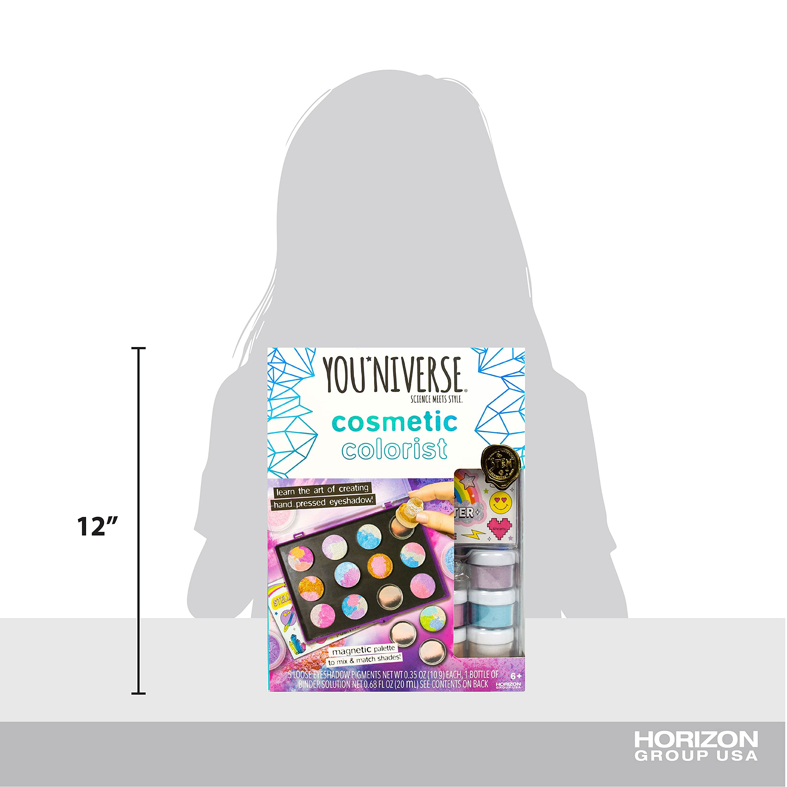 You*Niverse Cosmetic Colorist by Horizon Group USA: Create 15 Hand Pressed Eyeshadows, STEAM Kit, Includes Magnetic Palette, Colorful Pigments, Tamper Tool & More, Multi