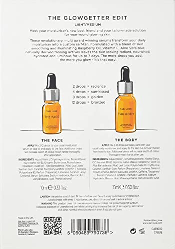 TAN-LUXE Glow Getter Kit - The Face, 10ml, and The Body, 15ml, Illuminating Self-Tan Drops - Medium/Dark - Cruelty Free & Vegan