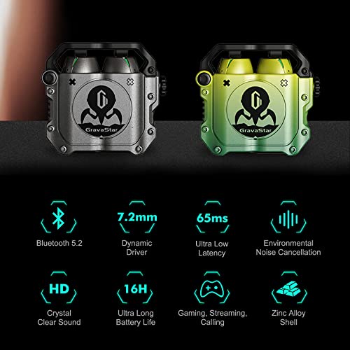 Gravastar Sirius Wireless Earbuds Bluetooth Knowles Balanced Armatures and 7.2 mm Dynamic Drivers Music Reproducing Vividly Deep Bass 3D Stereo, Headphones for iPhone/Android(Space Gray)