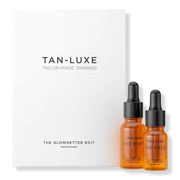 TAN-LUXE Glow Getter Kit - The Face, 10ml, and The Body, 15ml, Illuminating Self-Tan Drops - Medium/Dark - Cruelty Free & Vegan