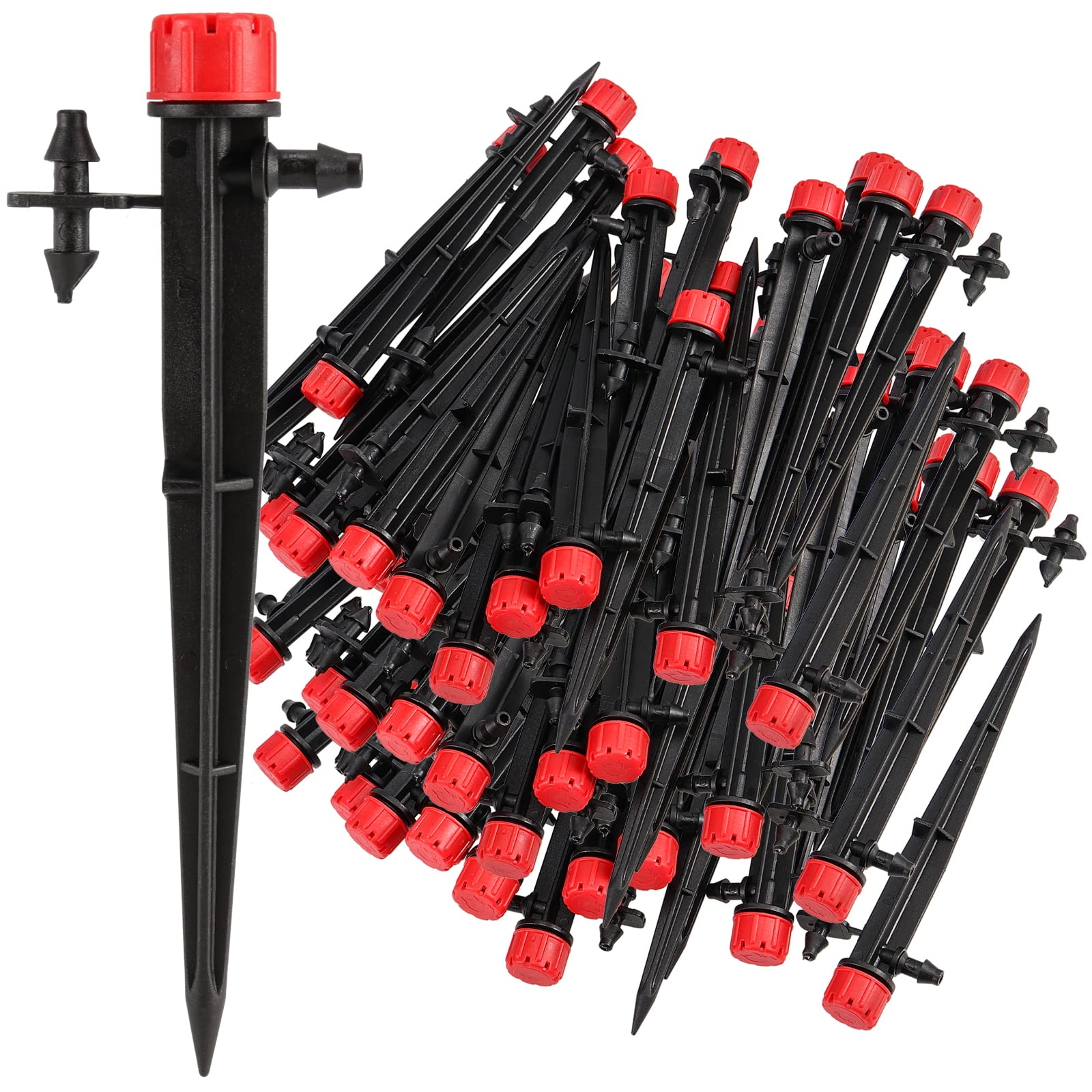 KOHAND 200 Packs 1/4 Drip Irrigation Emitters, 360 Degree Adjustable Irrigation Drippers for Tube Drip Spray Emitters for Garden, Patio, Lawn, Flower Bed