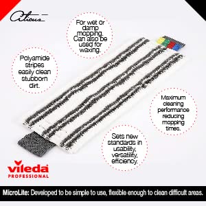 Vileda Professional - Microlite Mop, Microfiber for Smooth Floors, Polyamide Abrasive Strips for Hard to Get Dirt
