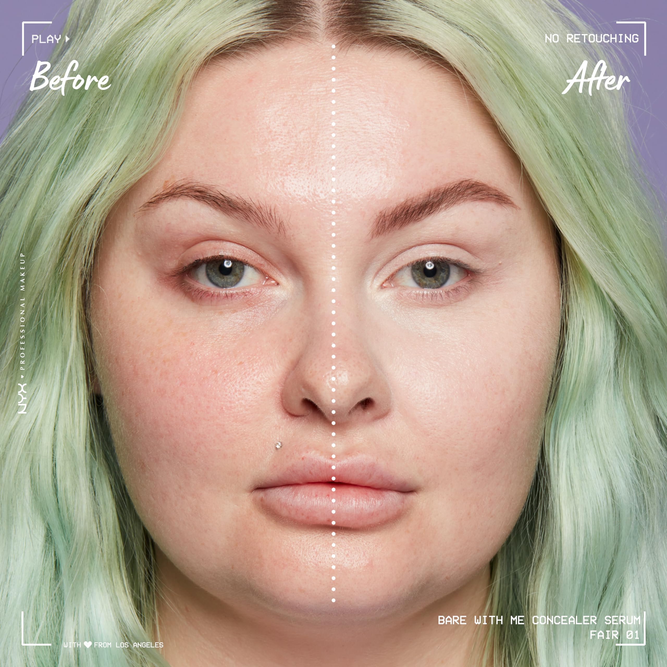 NYX PROFESSIONAL MAKEUP Bare With Me Concealer Serum, Concealer Makeup For Up To 24Hr Hydration - Fair