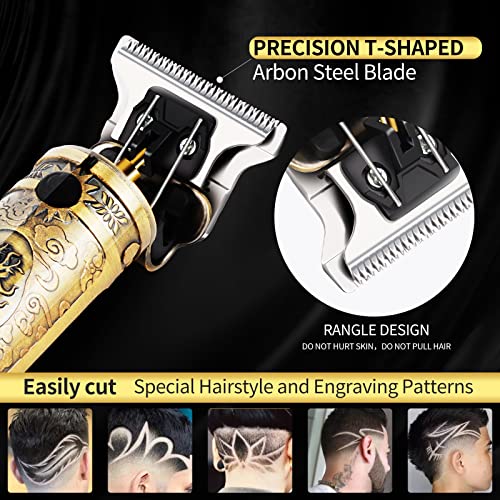 FENGCHUNS Professional Cordless Hair Trimmer,T-Blade Hair Clippers for Men,Zero Gapped Trimmers Line Up Detailer Trimmer Edgers Clippers for Men LCD Display (A) (A)