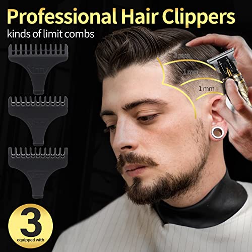FENGCHUNS Professional Cordless Hair Trimmer,T-Blade Hair Clippers for Men,Zero Gapped Trimmers Line Up Detailer Trimmer Edgers Clippers for Men LCD Display (A) (A)