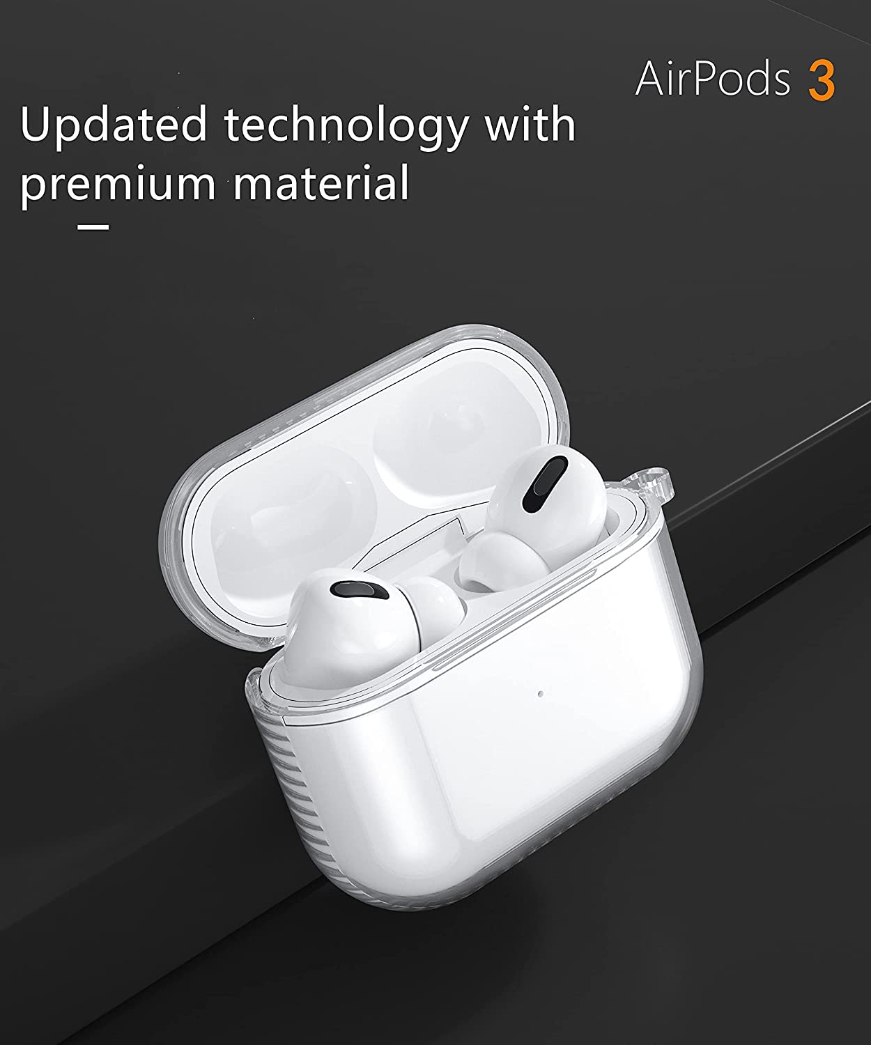 Clear Case for AirPods 3, 2021 Transparent TPU Non-Yellowing Cover with Keychain Conjoined Design Shockproof Rugged Skin Accessories for Airpod 3 Charging Case (Crystal Clear-1)
