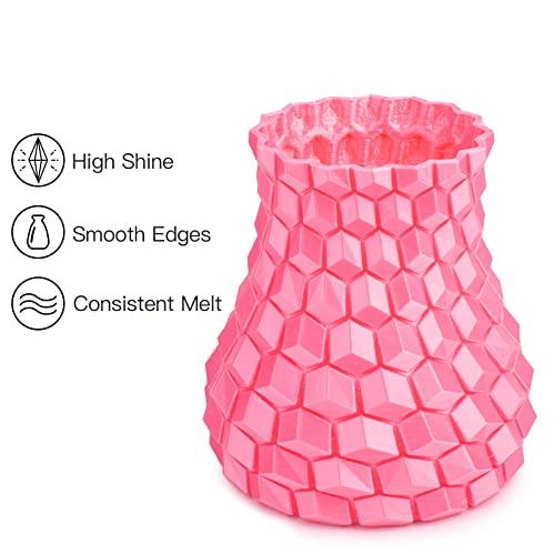 Micro Center Inland Pink Silk PLA 3D Printer Filament, Pink Shiny 3D Printing Filament 1.75mm, Dimensional Accuracy +/- 0.03 mm - 1 kg Spool (2.2 lbs), Clog Free Colorful Filaments