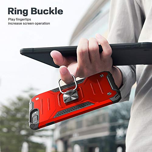 IDYStar iPhone 8 Plus Case with Screen Protector,Shock Absorption Drop Test Cover with Car Mount Kickstand Lightweight Protective Phone Case for iPhone 8 Plus iPhone 7 Plus iPhone 6S Plus, Red