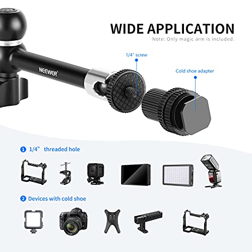 NEEWER Upgraded Super Clamp and 11" Adjustable Friction Power Articulating Magic Arm Compatible with SmallRig Camera Cage/Rig, Further Expansion for Monitor/LED Light/Webcam, Max Load 4.4lb/2kg, ST20