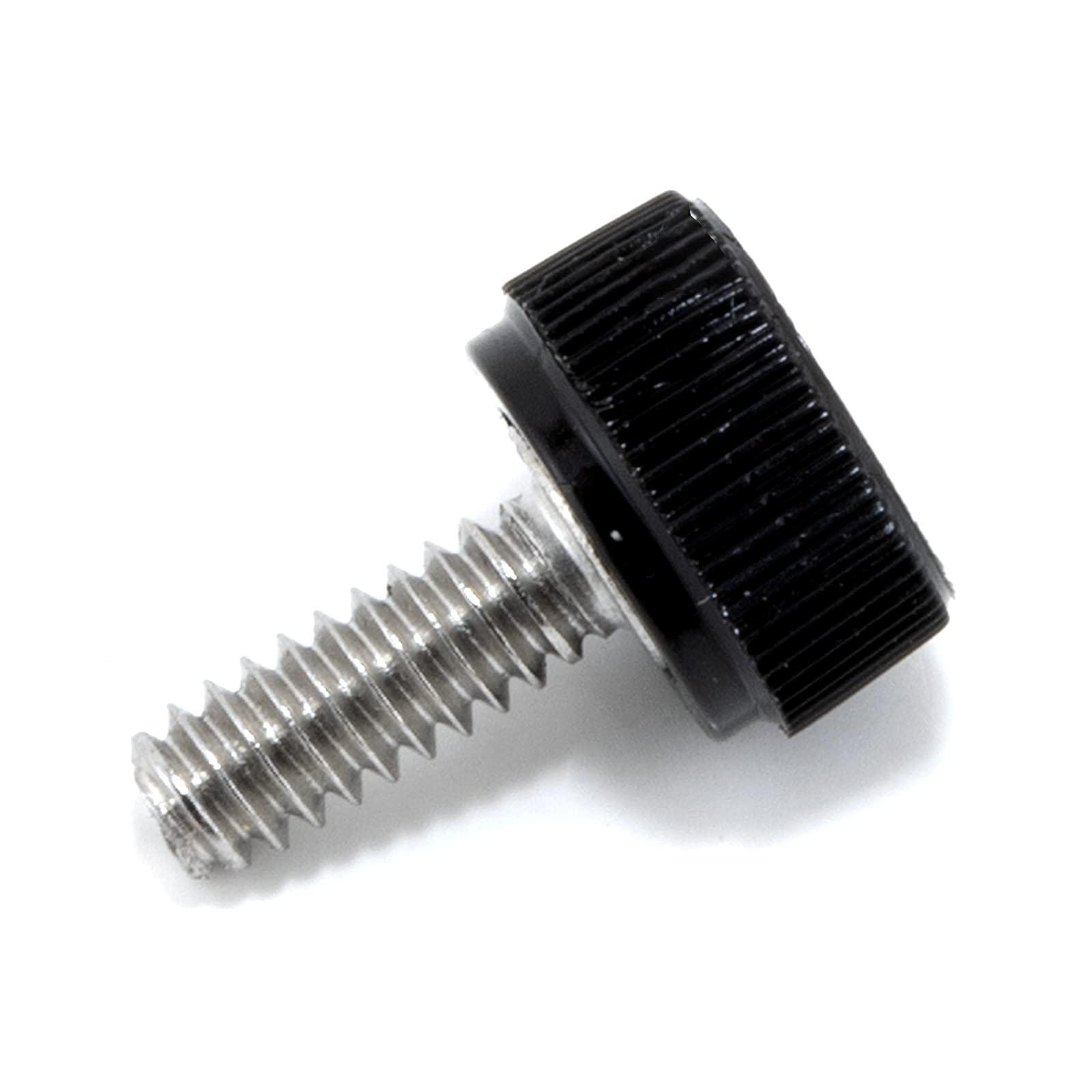 #6-32 x 3/8" Thumb Screw Stainless Steel - Black Knurled Round Plastic Knob - Standard/Coarse Thread Thumbscrew - Length: 0.375" - Proudly Built in USA - Package of (10)
