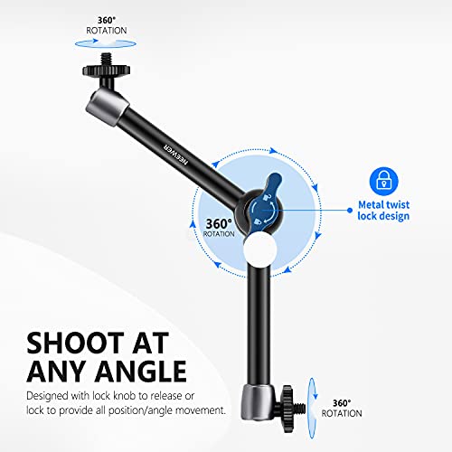 NEEWER Upgraded Super Clamp and 11" Adjustable Friction Power Articulating Magic Arm Compatible with SmallRig Camera Cage/Rig, Further Expansion for Monitor/LED Light/Webcam, Max Load 4.4lb/2kg, ST20