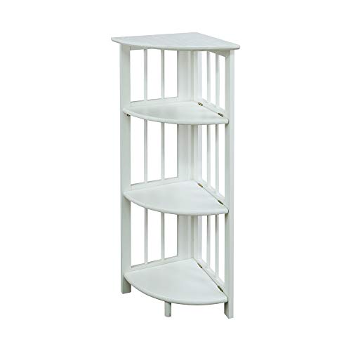 Casual Home 4-Shelf Corner Folding Bookcase, White (New)