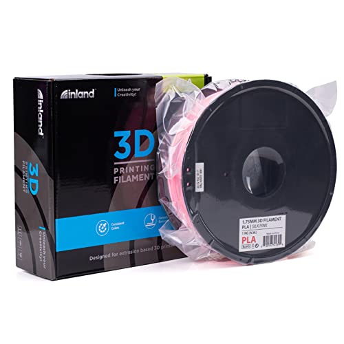 Micro Center Inland Pink Silk PLA 3D Printer Filament, Pink Shiny 3D Printing Filament 1.75mm, Dimensional Accuracy +/- 0.03 mm - 1 kg Spool (2.2 lbs), Clog Free Colorful Filaments