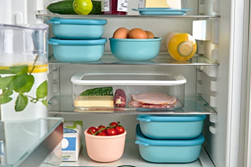 Mepal Cirqula Multi Rectangular 3-Piece (500 + 1000 + 2000 ml) Nordic Blue-Bowl Set-Food Storage Containers-Stackable-Dishwasher Safe, Polypropylene Thermoplastic elastomer, Flach