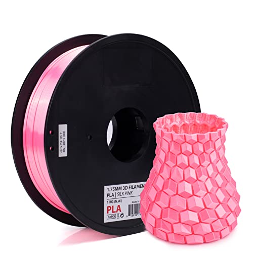 Micro Center Inland Pink Silk PLA 3D Printer Filament, Pink Shiny 3D Printing Filament 1.75mm, Dimensional Accuracy +/- 0.03 mm - 1 kg Spool (2.2 lbs), Clog Free Colorful Filaments