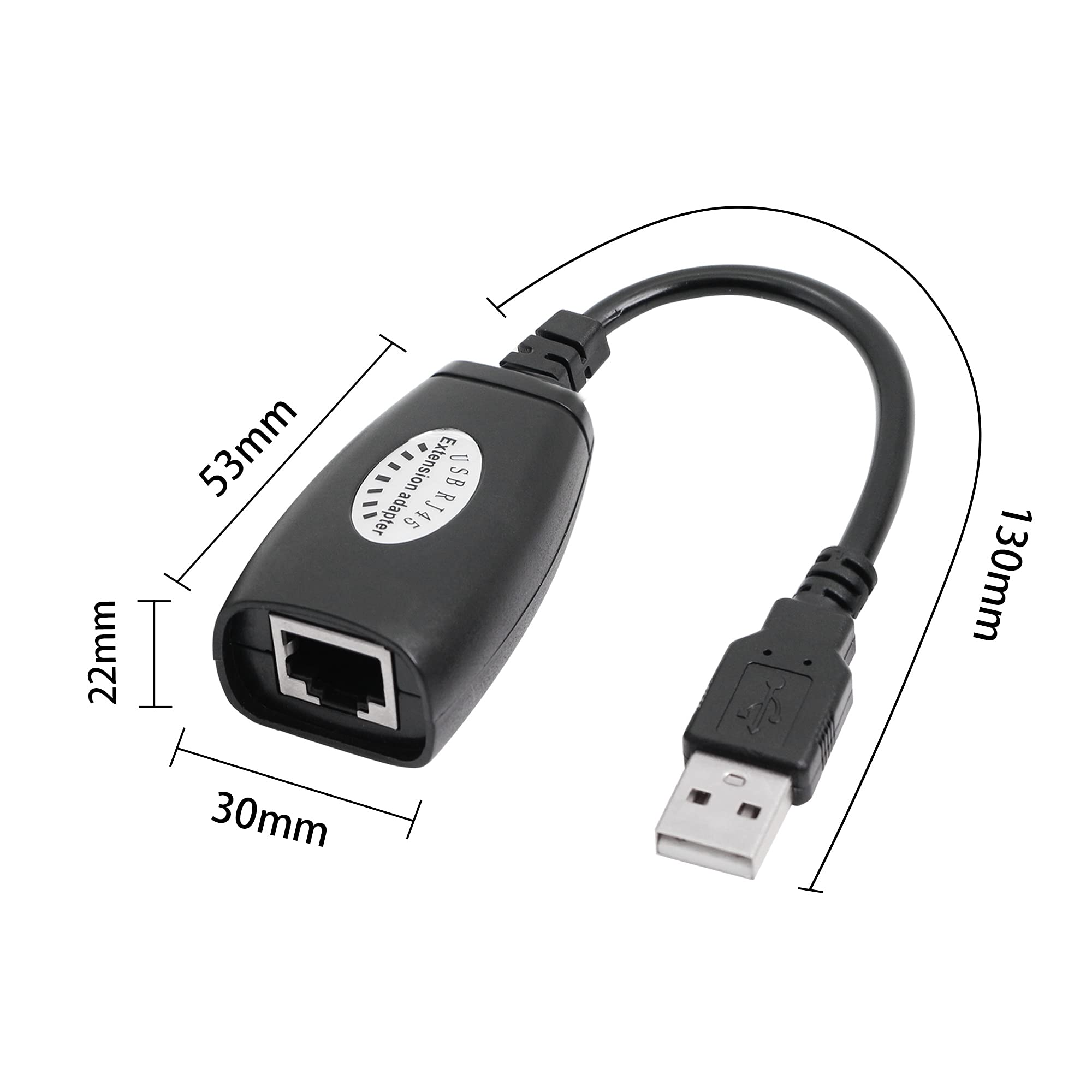 YACSEJAO USB to Ethernet Extender Adapter USB Over RJ45 Ethernet Connector for Cat6/5/5e Extension Cable Adapter up to 165ft (50M)